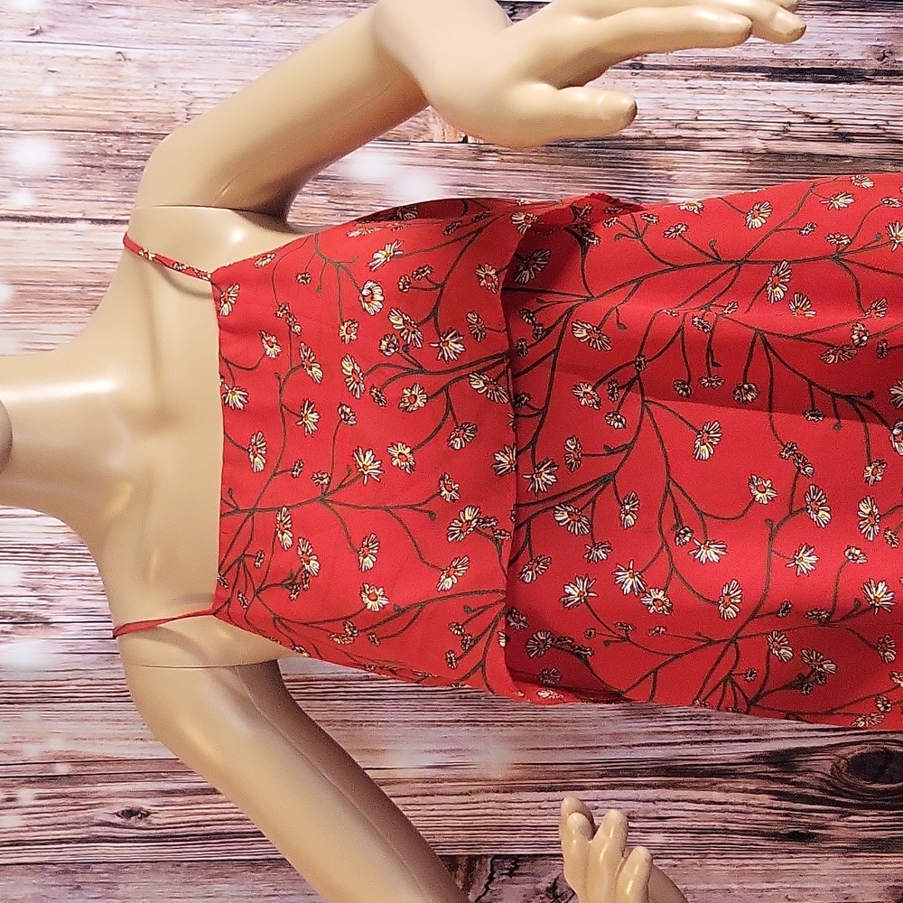 Tabitha Webb Red Daisy Spaghetti Strap Dress Size 6 - Gem